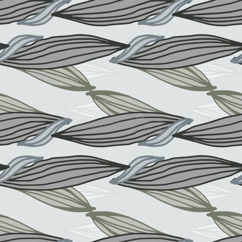 Geometric Linear Leaves Shape Seamless Pattern. Abstract Line Art ...