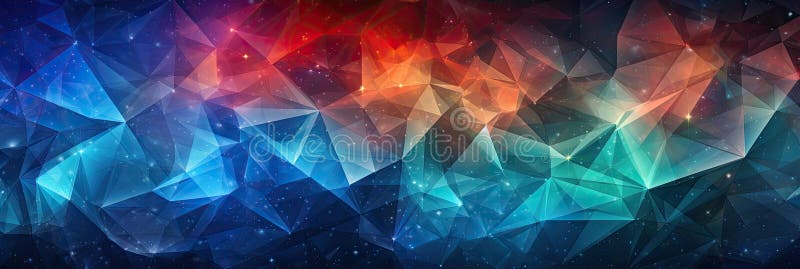 Geometric Lines Abstract Crystalline Red Blue Green Panoramic ...