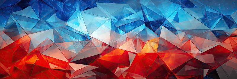 Geometric Lines Abstract Crystalline Red Blue Yellow Panoramic ...