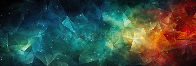 Geometric Lines Abstract Crystalline Red Green Yellow Panoramic ...