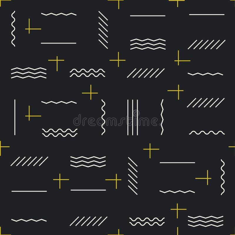 Geometric Lines Seamless Pattern with Golden Elements Stock Vector ...