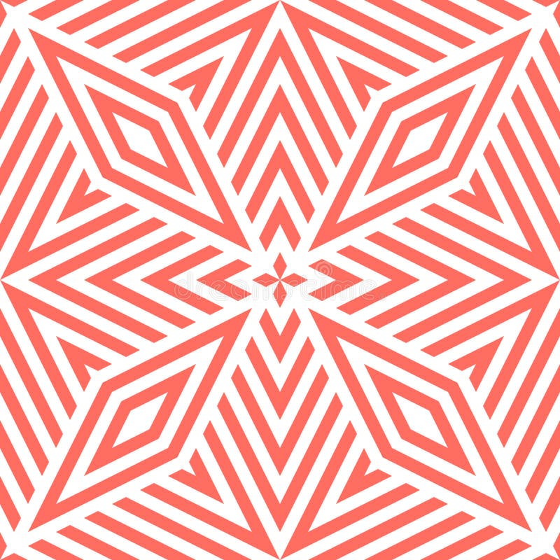 Geometric Lines Seamless Pattern. Simple Coral and White Vector Linear ...