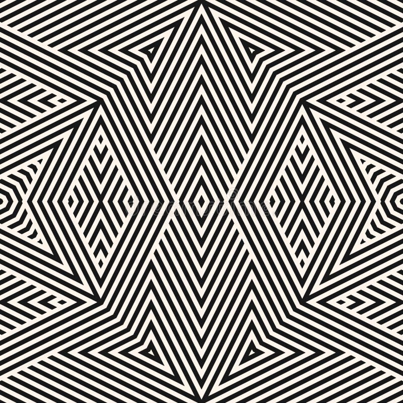 Geometric Lines Seamless Pattern. Vector Black and White Abstract ...