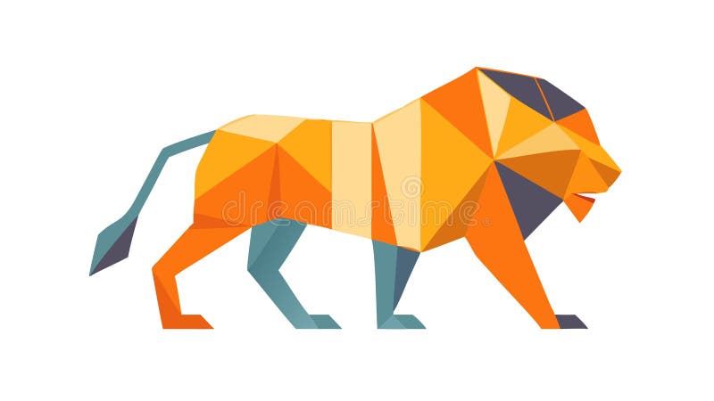Geometric Lion Illustration in a Modern Low Poly Art Style, Vector ...