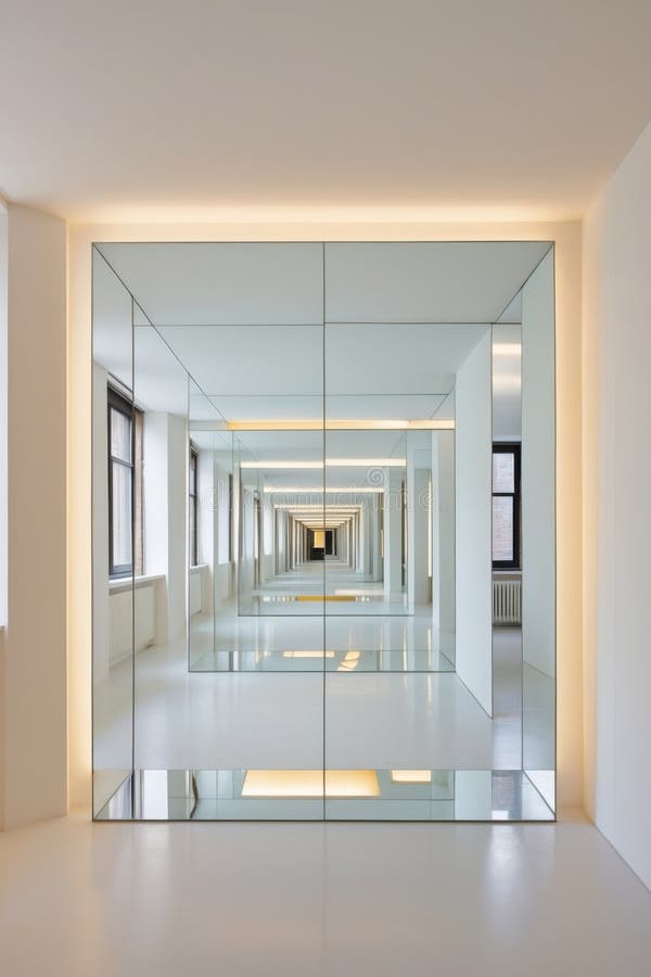 Geometric Loft with Mirror Installation for Advertising. Stock Image ...