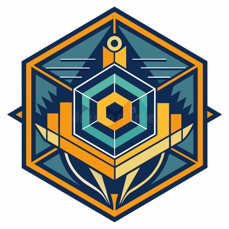 A Geometric Logo Featuring a Hexagonal Pattern and Yellow, Blue, and ...