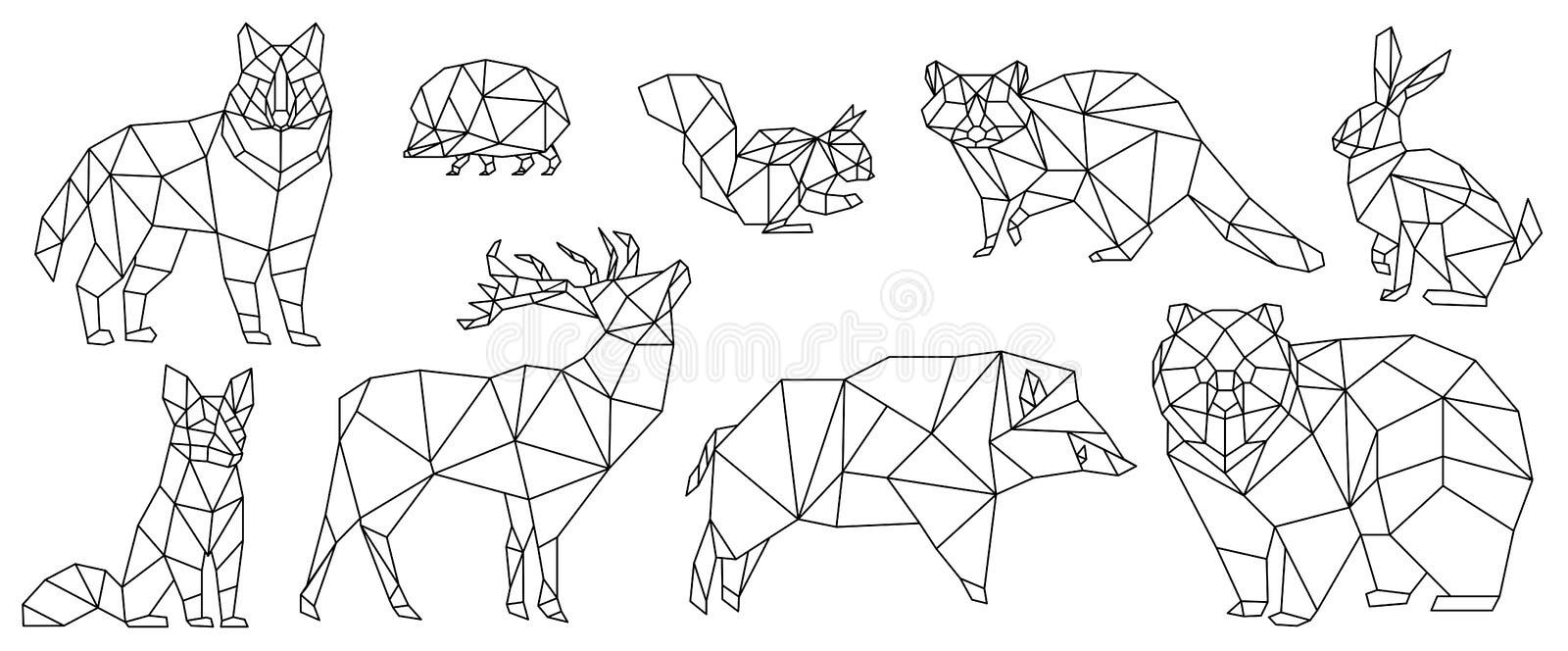 Low Poly Line Animals Set. Origami Poligonal Line Animals. Wolf Bear ... Low Poly Line Animals Set. Origami Poligonal Line Animals. Wolf Bear ...