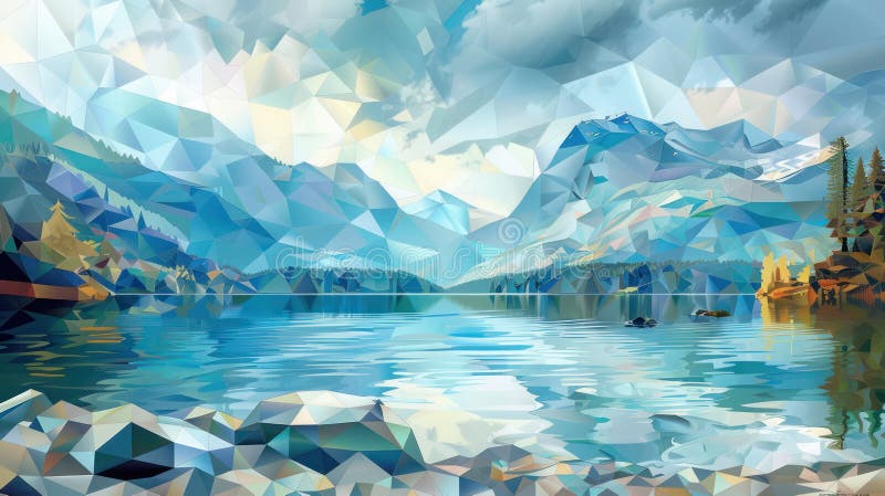Geometric Low-poly Background, Abstract Landscape Formed by Triangular ...