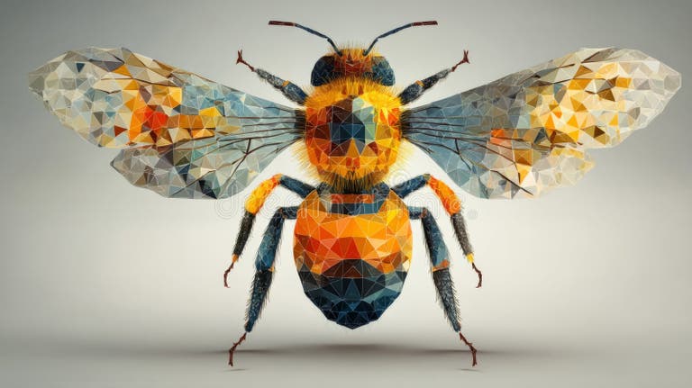 Geometric Low Poly Bee Illustration Stock Illustration - Illustration ...