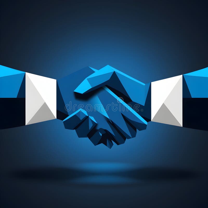 Abstract Low Poly Agreement Handshake on Dark Blue Background Stock ...