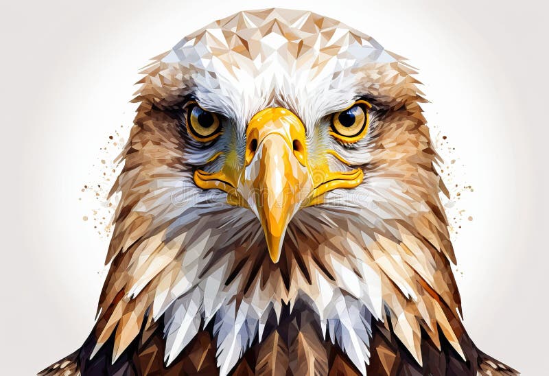 A Geometric Low-poly Illustration of Bald Eagle with Sharp Beak and ...