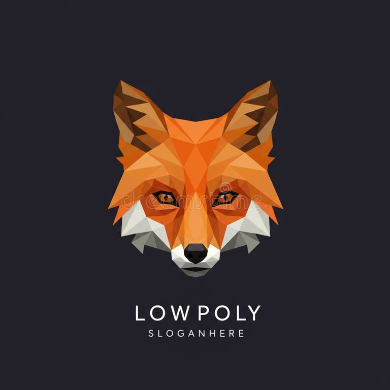 A Geometric, Low-poly Illustration of a Fox Head Using Sharp, Angular ...
