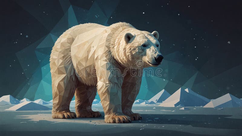 Geometric Low Poly Illustration of a Polar Bear with Faceted Design in ...