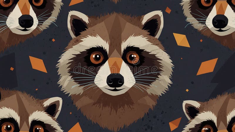 Geometric Low Poly Illustration of Raccoon Faces with Abstract ...
