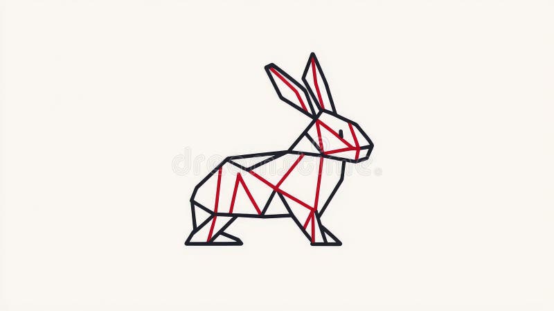 Geometric Low Poly Style Illustration of a Rabbit in Vibrant Red Tones ...