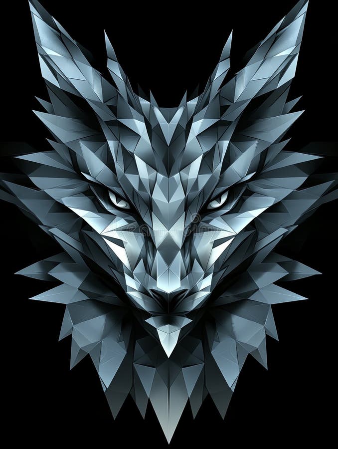 Geometric Low-poly Wolf Head Illustration, Dark Background, Sharp ...
