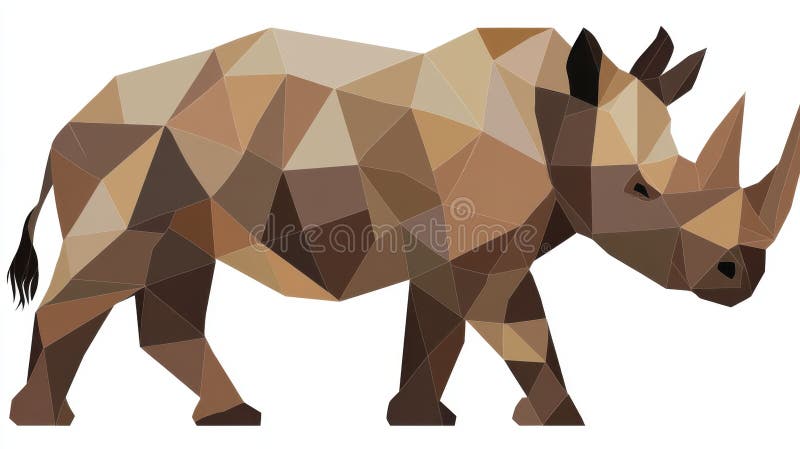 Geometric Rhino stock illustration. Illustration of wildlife - 372713375