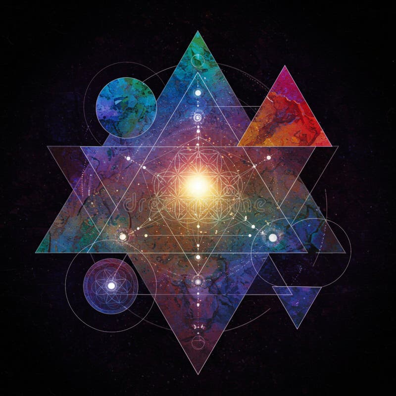 Geometric Mandala Artwork Featuring Overlapping Triangles and Circles ...