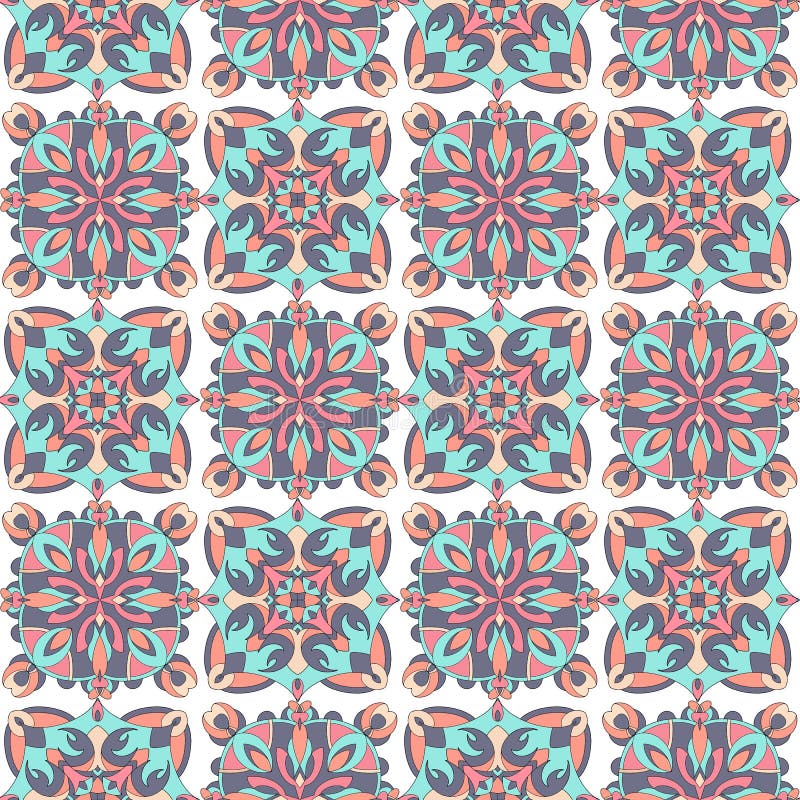 Geometric Mandala Pattern, Outline Hand Drawn Style Stock Vector ...