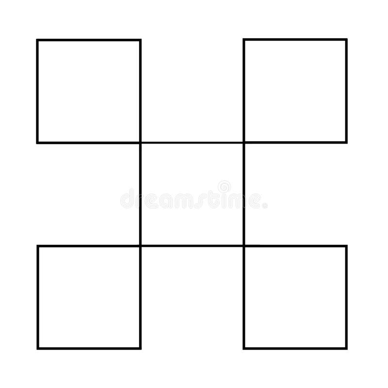 Geometric Mathematical Figure with Five Connected Squares Forming a ...