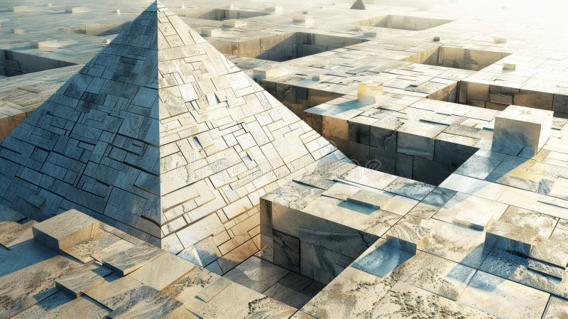 A Geometric Maze of Cubes and Pyramids Reminiscent of an Ancient Ruin ...