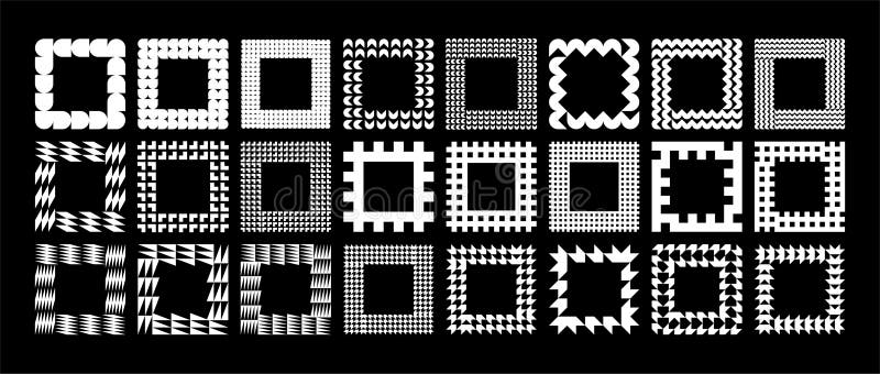 Geometric Memphis Abstract Square Border Design Set Stock Vector ...