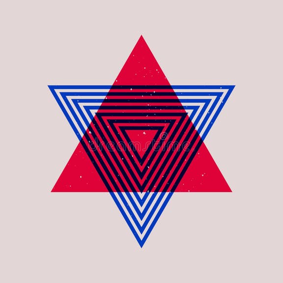 Geometric Memphis Shapes Riso Print Effect. Minimal Abstract Triangle ...