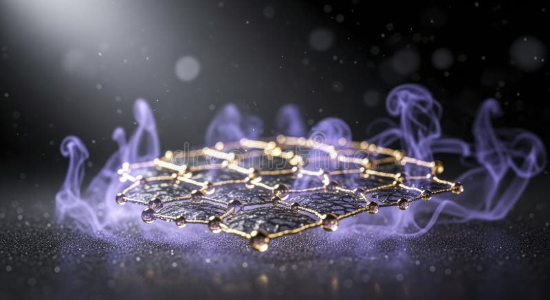 Geometric Mesh Structure with Glowing Light and Mysterious Smoke Stock ...