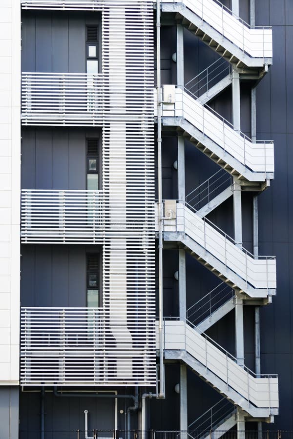 Geometric Emergency Staircase Exit Blue Building Stock Image - Image of ...