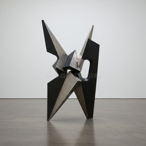 Geometric Metallic Sculpture Featuring Sharp, Angular Forms in a ...