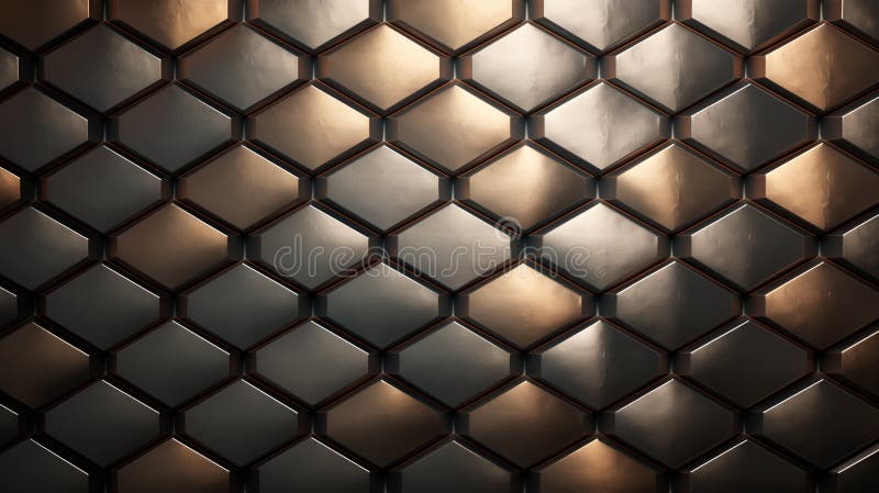 Geometric Metallic Wall with Reflective Hexagonal Patterns Stock ...