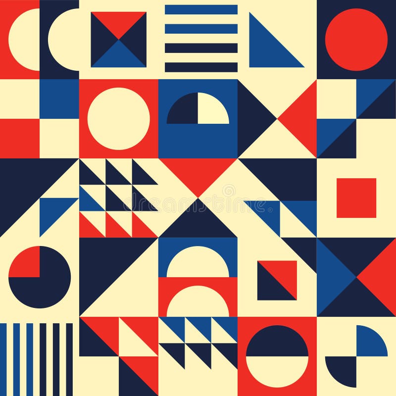 Funky Geometric Mid-century Modern Vector Seamless Pattern Collection ...