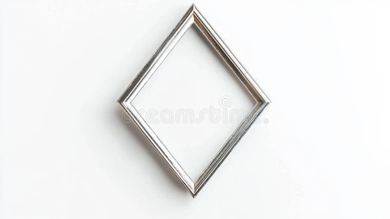 Geometric Minimalism with Empty Diamond Shaped Picture Frame on White ...