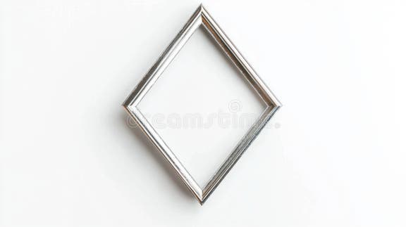 Geometric Minimalism with Empty Diamond Shaped Picture Frame on White Background Stock ...