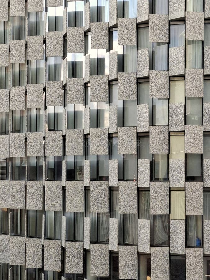 Geometric Modern Facade Concrete Background with Glass and Windows ...