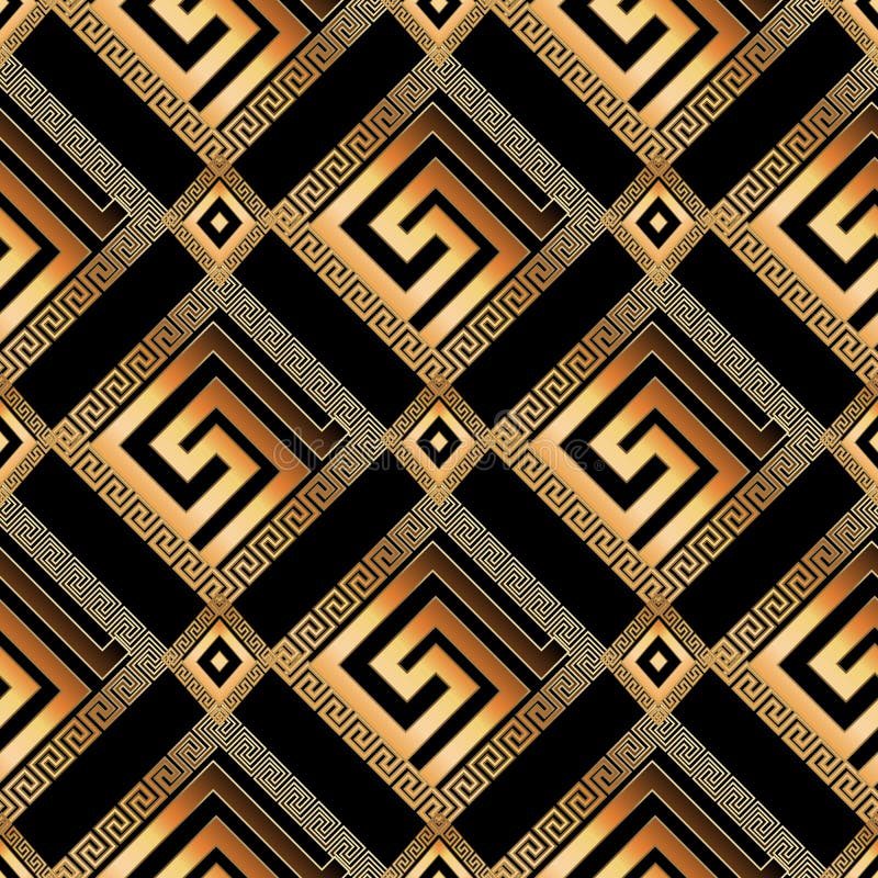 Geometric Modern Greek Key 3d Seamless Pattern. Abstract Vector Stock ...