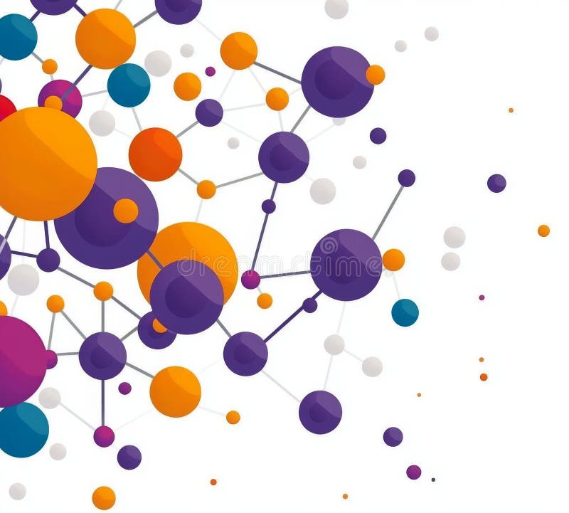 Geometric Modern Illustration with Connected Web Black Dots, Data ...