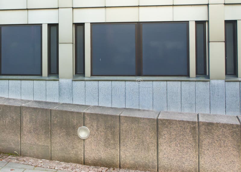 Geometric Modern Wall with Black Windows in City Stock Photo - Image of ...