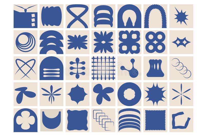 Geometric Modular Shapes Set. Square Blocks Abstract Brutalist Elements ...