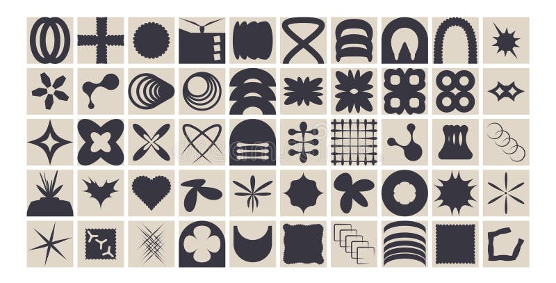 Geometric Modular Shapes Set. Square Blocks Abstract Brutalist Elements ...