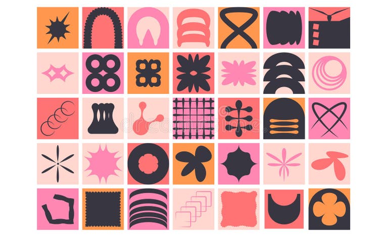 Geometric Modular Shapes Set. Square Blocks Abstract Brutalist Elements ...