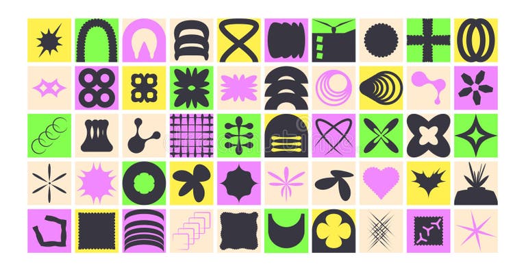Geometric Modular Shapes Set. Square Blocks Abstract Brutalist Elements ...