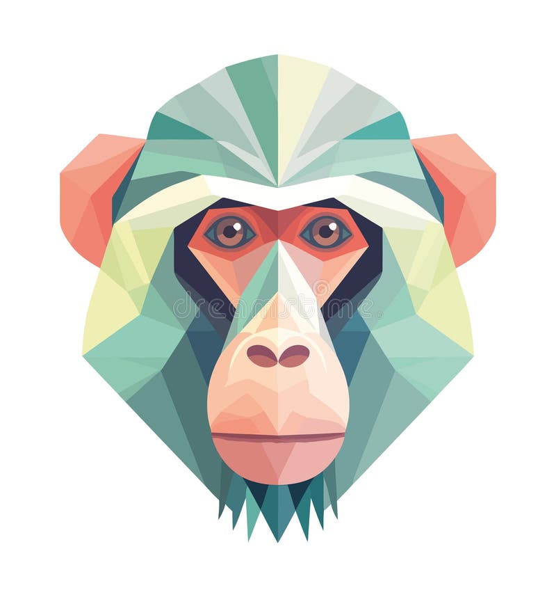 Geometric Monkey Head Icon Isolated Stock Vector - Illustration of face ...