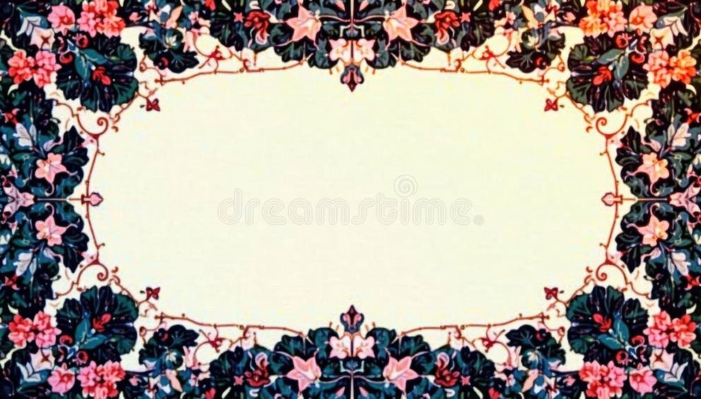 Geometric Monochrome Frame with Repeating Pattern, Retro Feel , Black ...