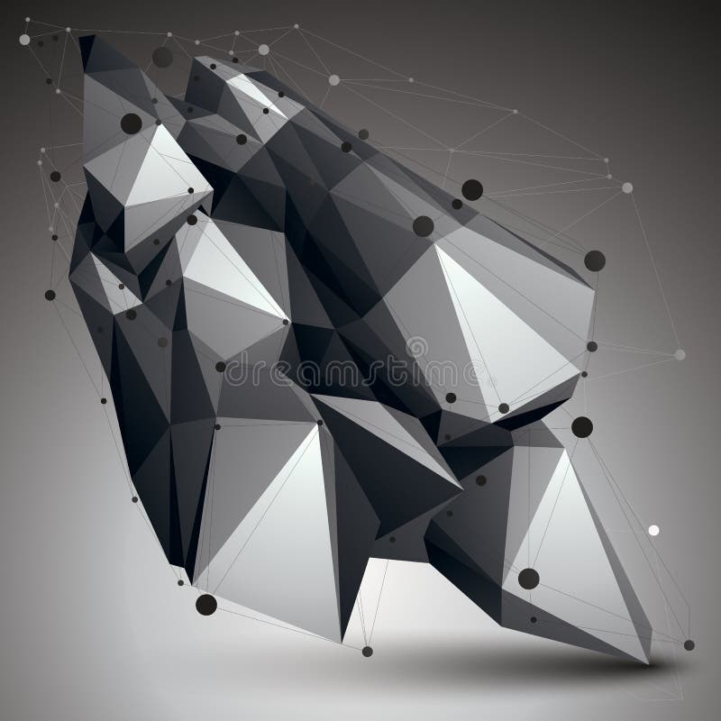 Geometric Monochrome Polygonal Structure with Lines Mesh, Modern Stock ...