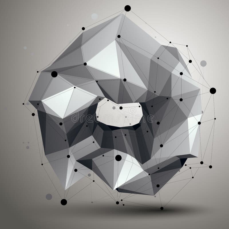 Geometric Monochrome Polygonal Structure with Lines Mesh, Modern Stock ...