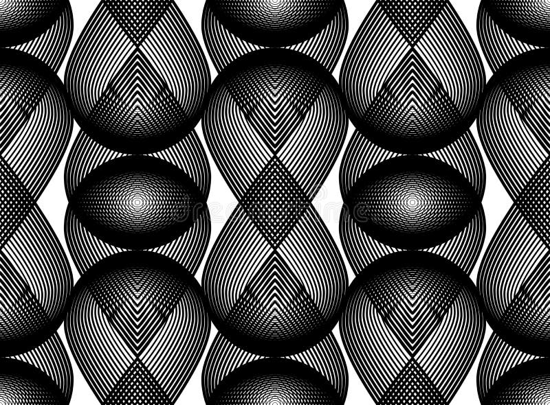 Geometric Monochrome Stripy Overlay Seamless Pattern, Black and Stock ...