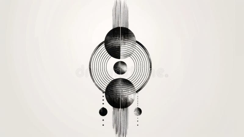 Geometric Moon and Crescent Symbol Artwork with Intricate Details Stock ...