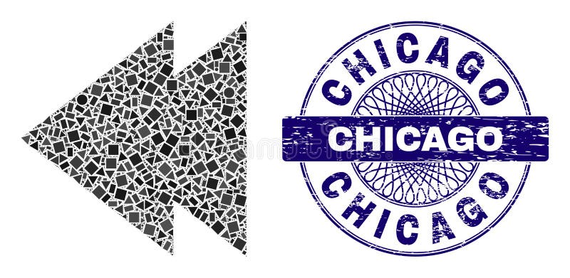 Rubber Chicago Seal and Geometric Move Left Mosaic Stock Vector ...