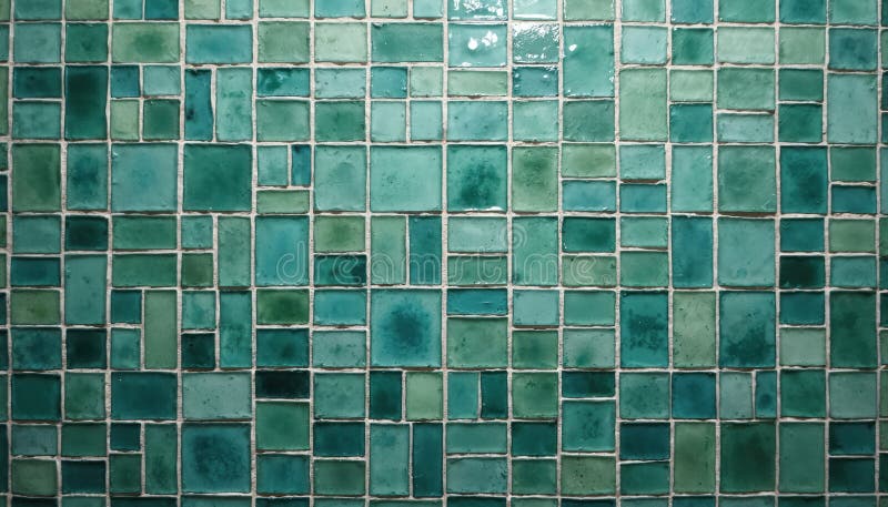 Geometric Mosaic Tile Pattern Features Various Shades of Green and ...